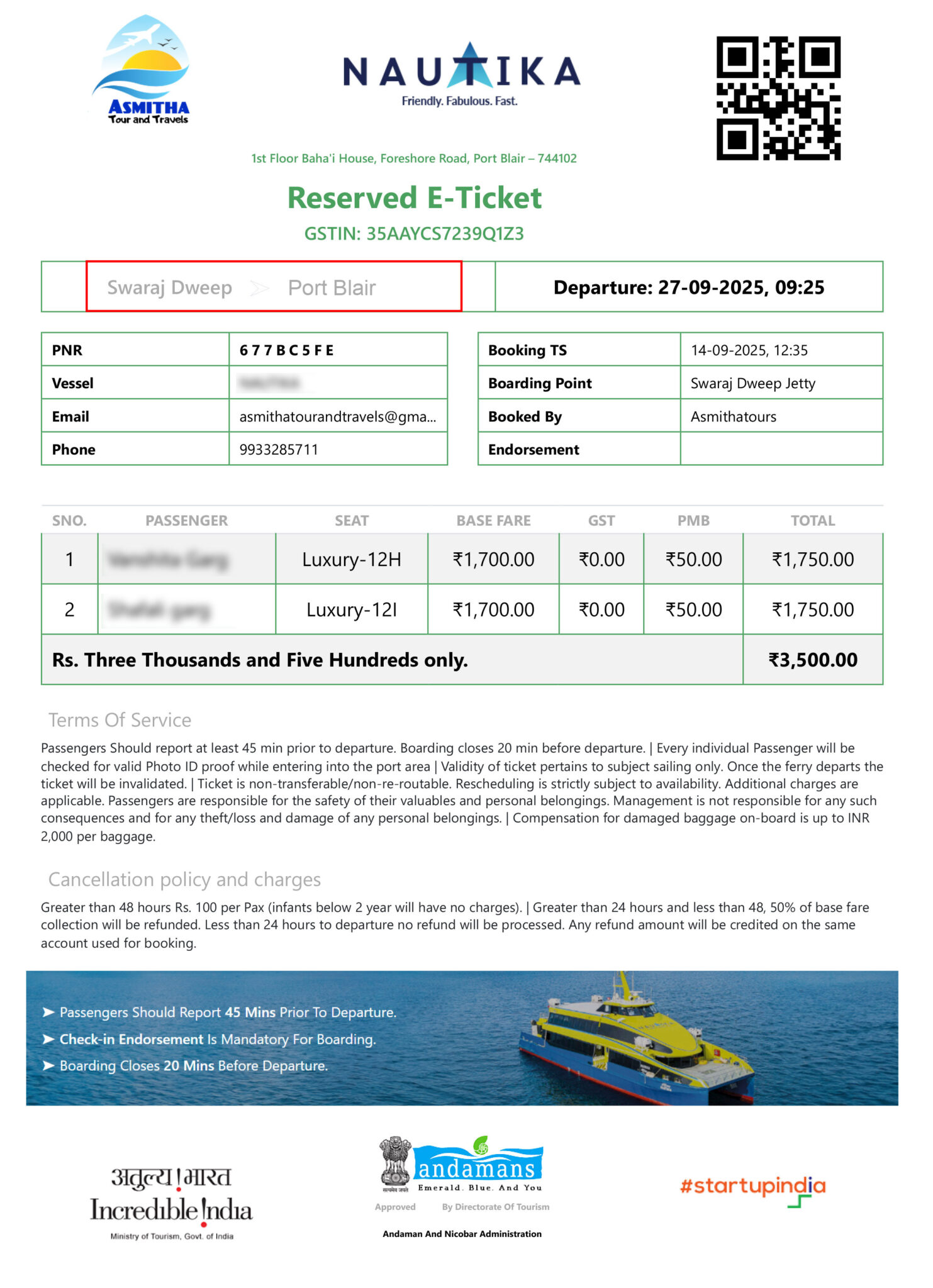 Nautika® Ferry Ticket Booking Online - Instant Ticket & PNR